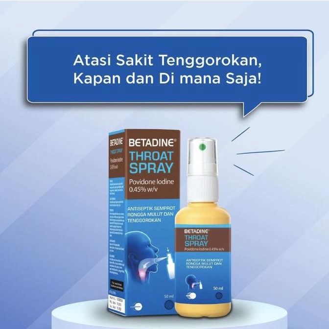 Jual BETADINE Throat Spray Antiseptik Rongga Mulut & Tenggorokan 50 ml ...