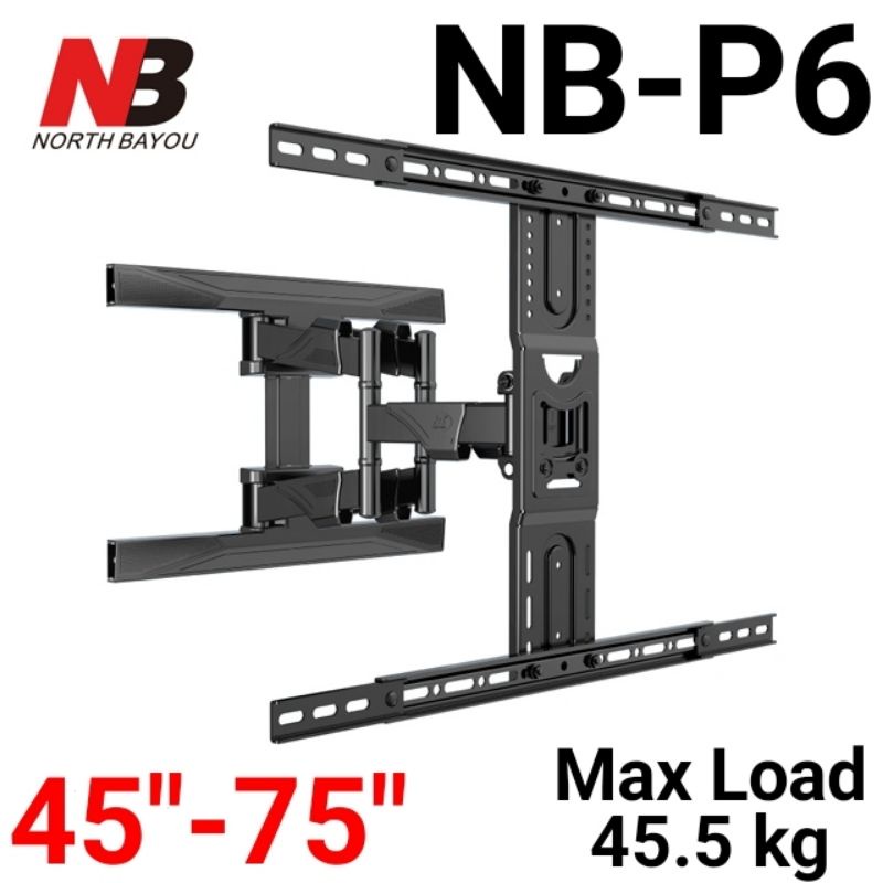 Jual NB P6 North Bayou Bracket TV Monitor 45 50 55 60 65 70 75 inci Dual Arm | Shopee Indonesia