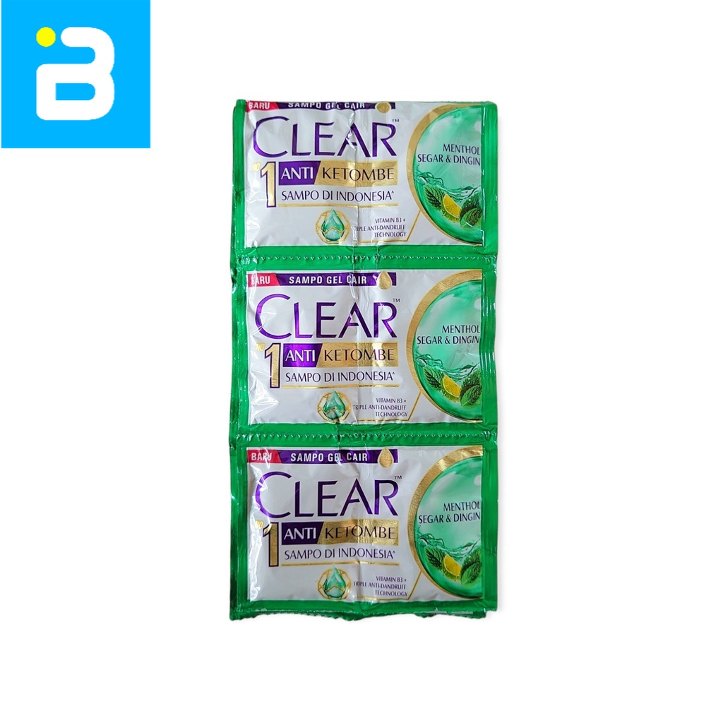 Jual Clear Anti Ketombe Menthol Segar & Dingin Sachet 12 x 9 ML ...