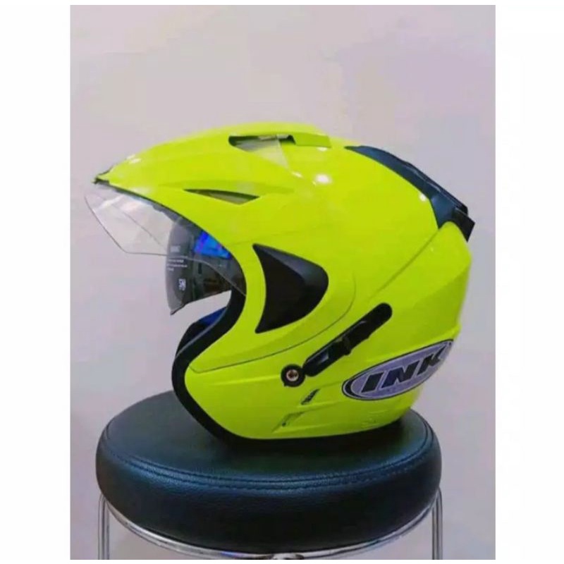 Jual HELM INK DOUBLE VISOR MERK BMT WARNA KUNING STABILO SNI KEREN ...