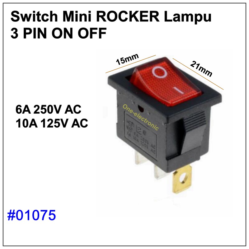 Jual Saklar Mini 3 Pin Lampu Illuminated Switch Rocker ON OFF SPST ...