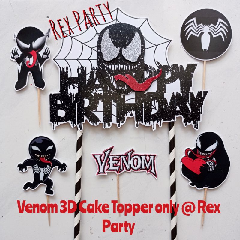 Jual Venom Cake Topper/Topper Kue 3D Venom/Hiasan Kue Venom/Cake Topper ...
