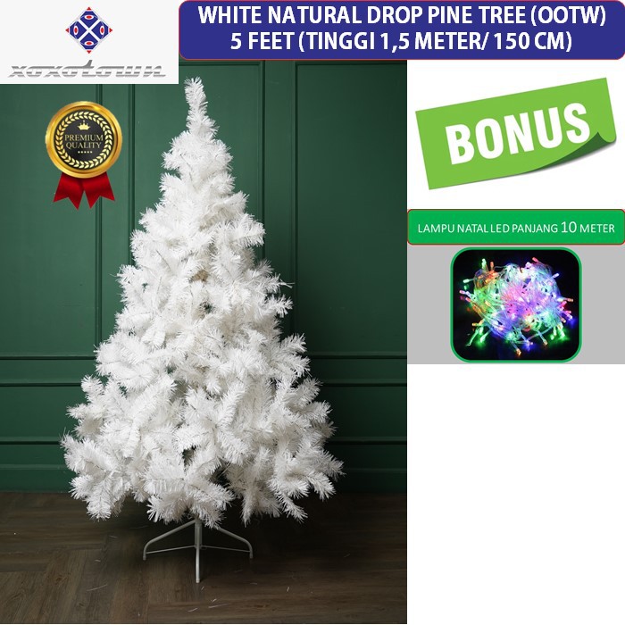Jual Pohon Natal Salju putih 5 Feet / 150 Cm / 1,5 Meter White Natural Drop Pine Tree Tipe-OOTW ...