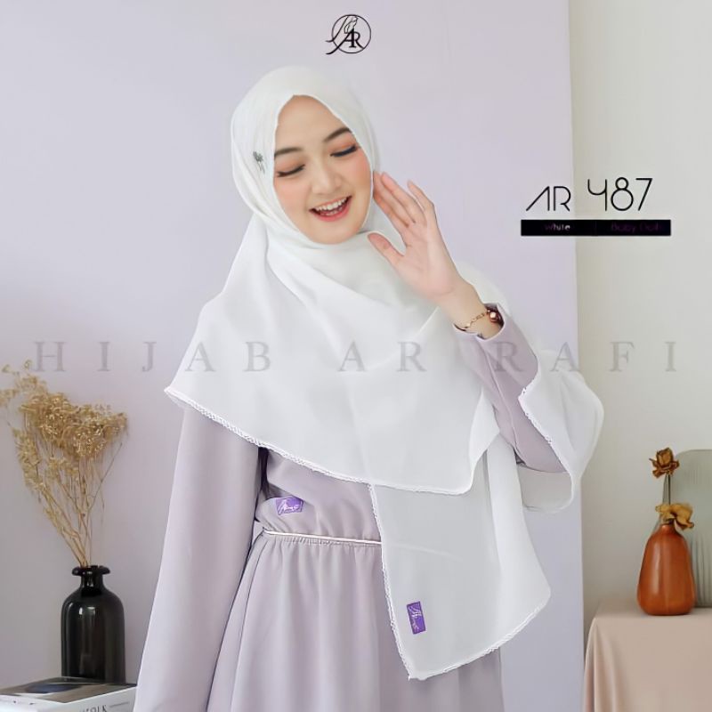 Jual Pashmina Ar 487 White & Lime Ar Rafi | Jilbab Khimar Kerudung Hijab Original Arrafi ...