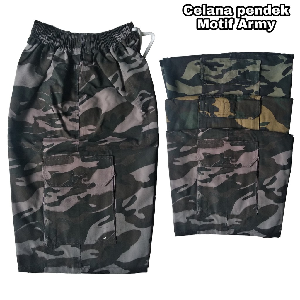 Jual Celana Pendek Pria Kain Motif Doreng Army | Shopee Indonesia