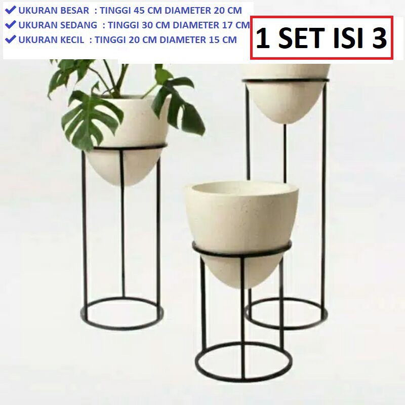 Jual 1 set isi 3 Standing Pot besi/Dudukan pot besi/rak pot bunga kaki ...