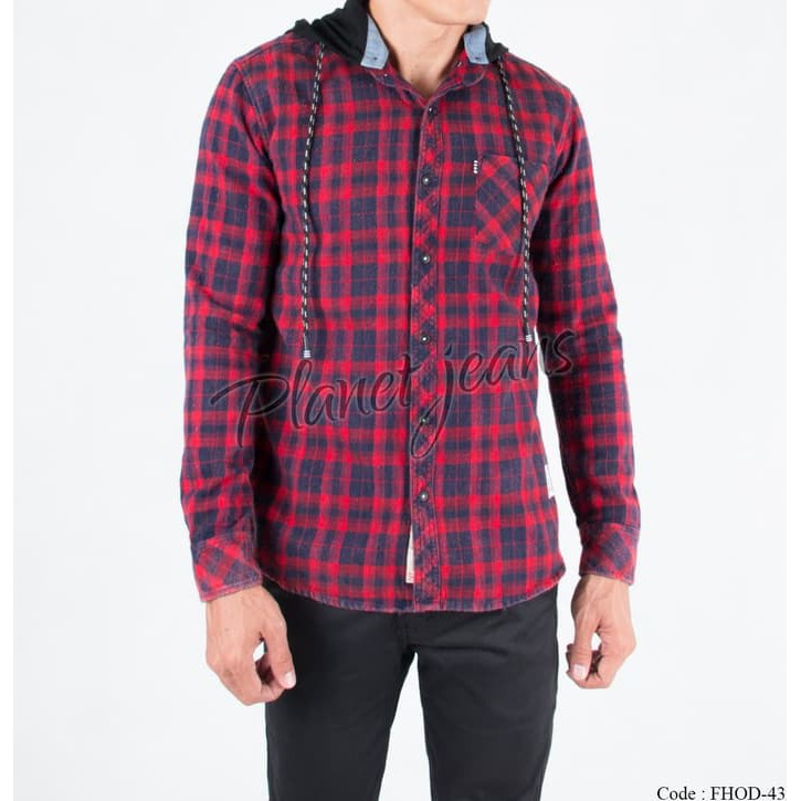 Jual hem pria lengan panjang maroon combi hitam (pullman maroon VL ...