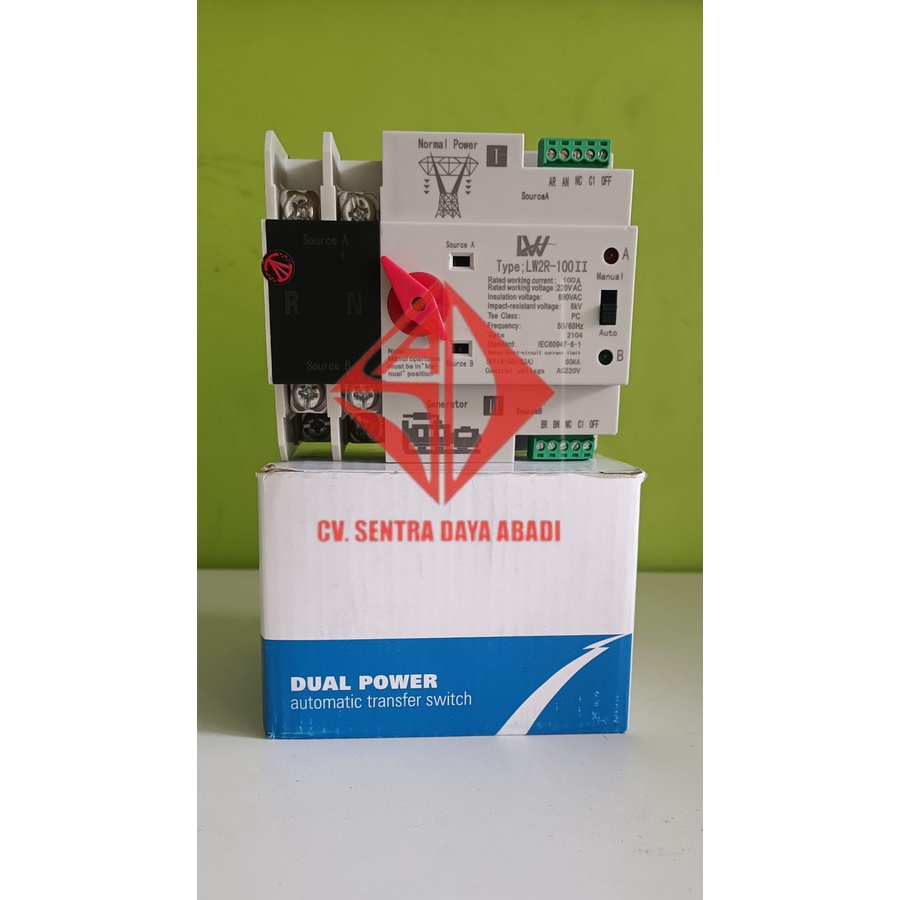 Jual ATS Automatic Transfer Switch 2P 100A 220V MCB Dual Power | Shopee ...