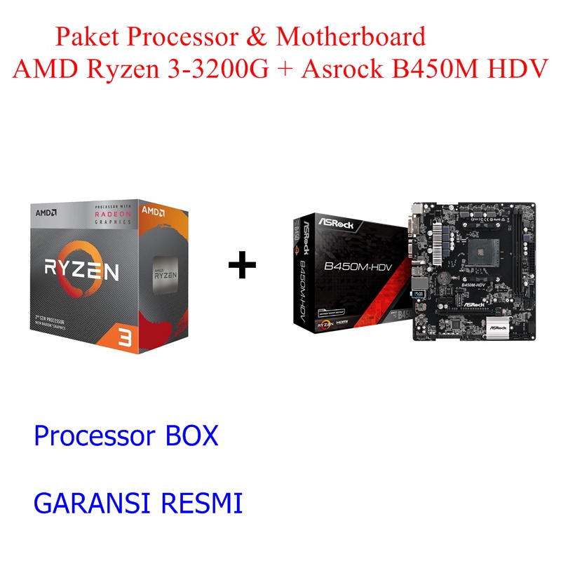 Jual Paket Processor AMD Ryzen 3-3200G BOX + MB Asrock B450M-HDV ...