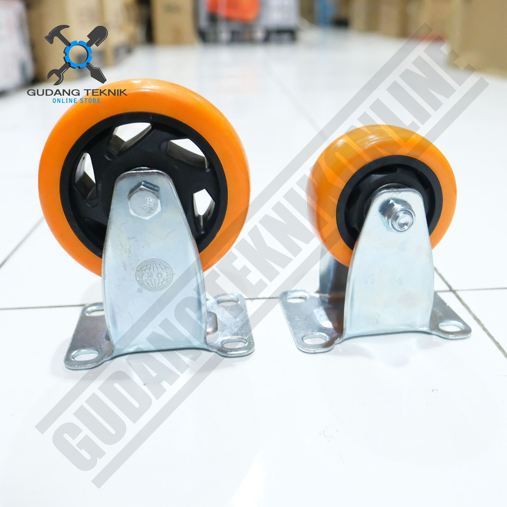 Jual Roda Caster Pvc Mati / Roda Etalase PVC Orange - Roda Trolley ...