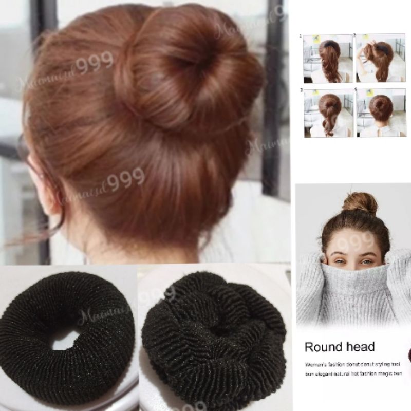Jual IKAT RAMBUT DONAT KEPANG / DONAT CINCIN HITAM BESAR MURAH | Shopee ...