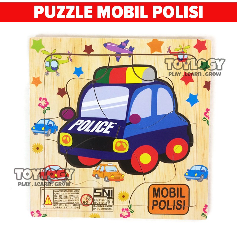 Jual Mainan Edukasi Edukatif Anak Puzzle Kayu Mobil Polisi Police Car ...
