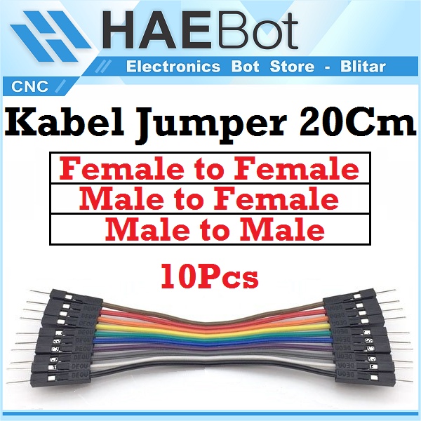 Jual [HAEBOT] Jumper Kabel Arduinoo 20cm Male Female 10pcs buah Board ...