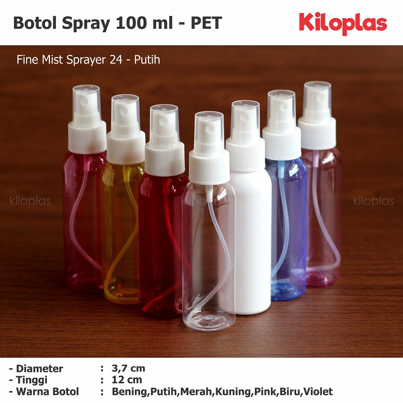 Jual Botol Spray 100 ml / Botol Plastik 100 ml - Sprayer 24 Putih ...