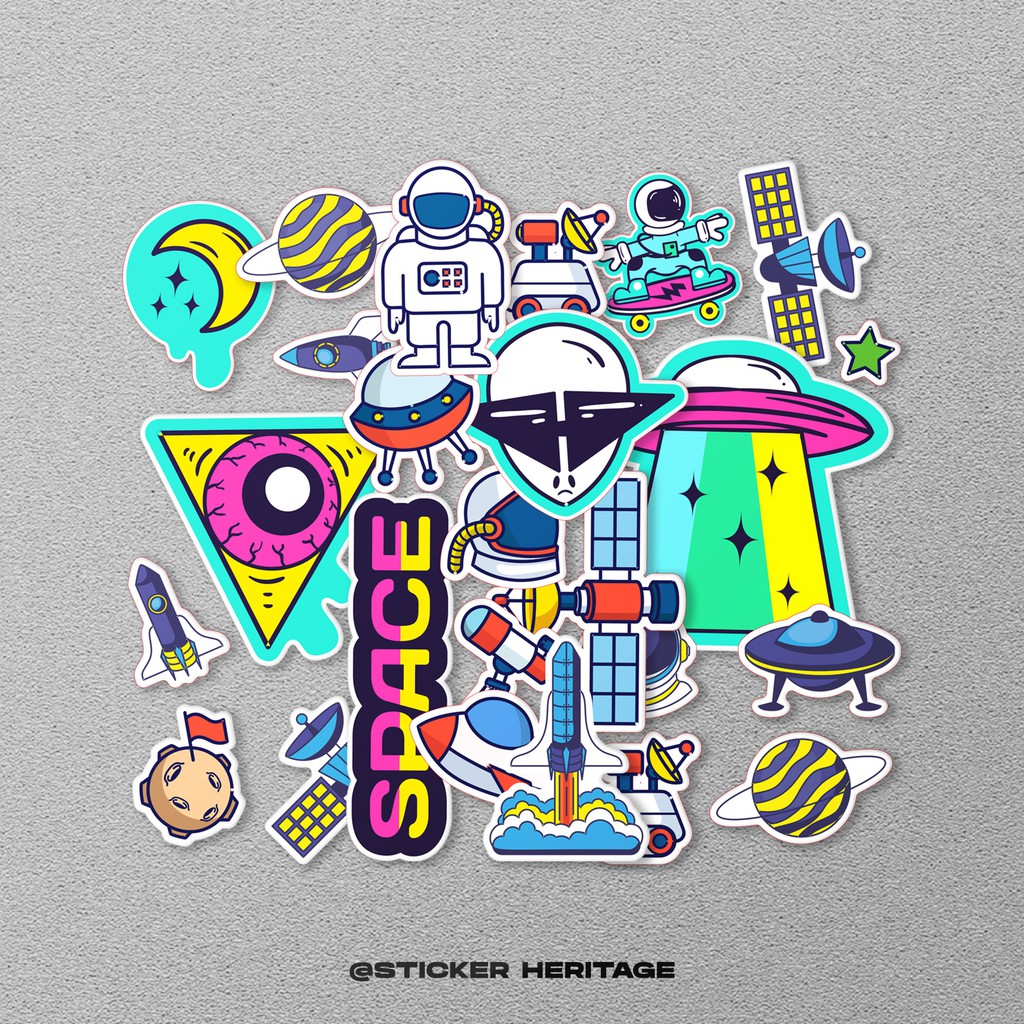 Jual 22pcs sticker aesthetic sticker tumblr space series stiker pack ...