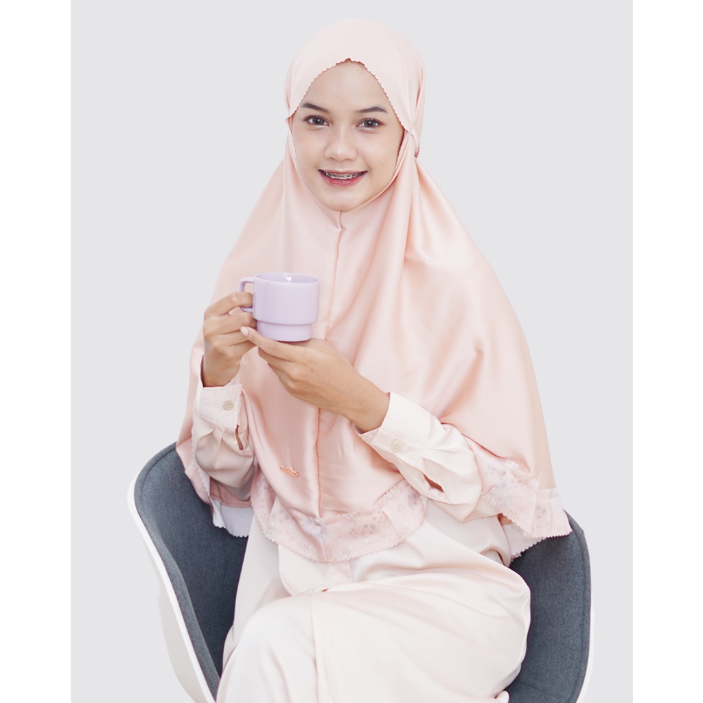 Jual Naeka Aisha Hommiy Hijab Peach / Bergo Printing / Polos / Premium ...