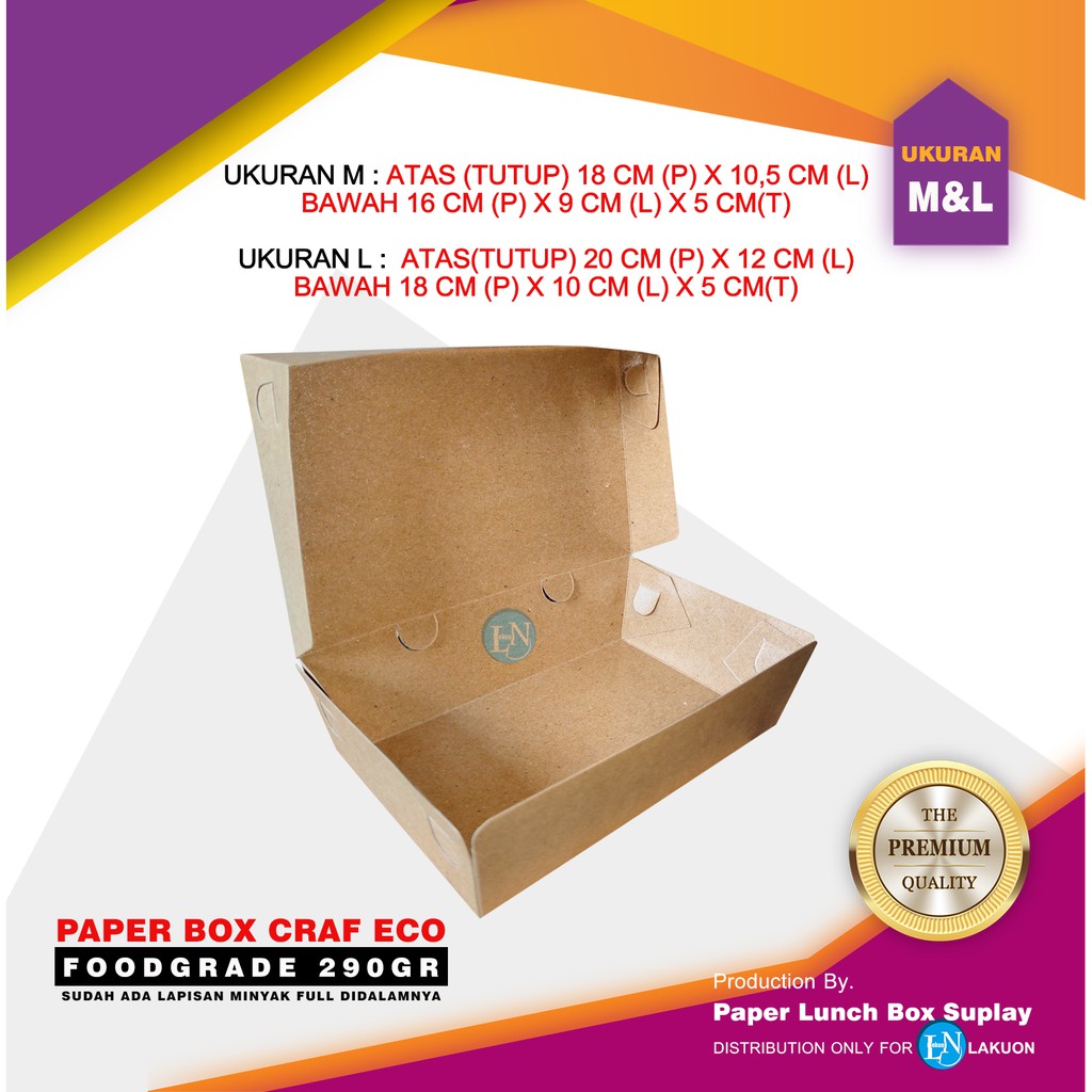 Jual PAPER BOX PAKET 50 PCS TAKE AWAY CRAFT ECO BROWN POLOS 290 GRAM ...