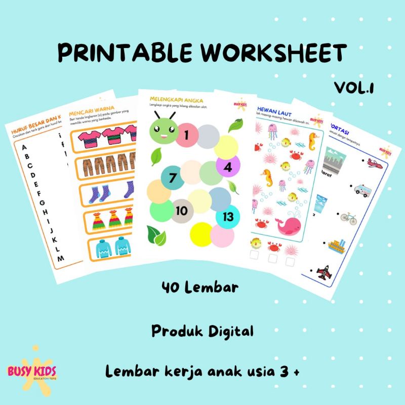 Jual Produk Digital Printable worksheet anak vol.1 | Shopee Indonesia