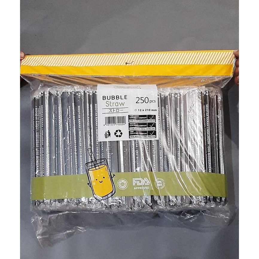 Jual SEDOTAN BOBA HITAM 12 MM isi 250 pcs Golden Straw / SEDOTAN BOBA ...