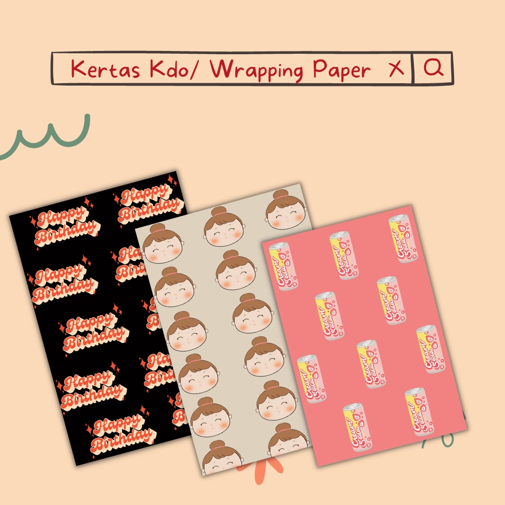 Jual [HVS 100 A3+] Part 2 Kertas Kado - Wrapping Paper - Kertas Sampul - sampul buku - Custom ...
