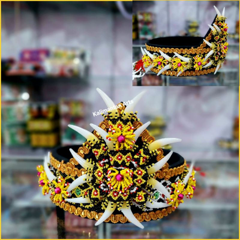 Jual Topi Taring /Hiasan Kepala Manik / Mahkota Manik Dayak Kalimantan ...