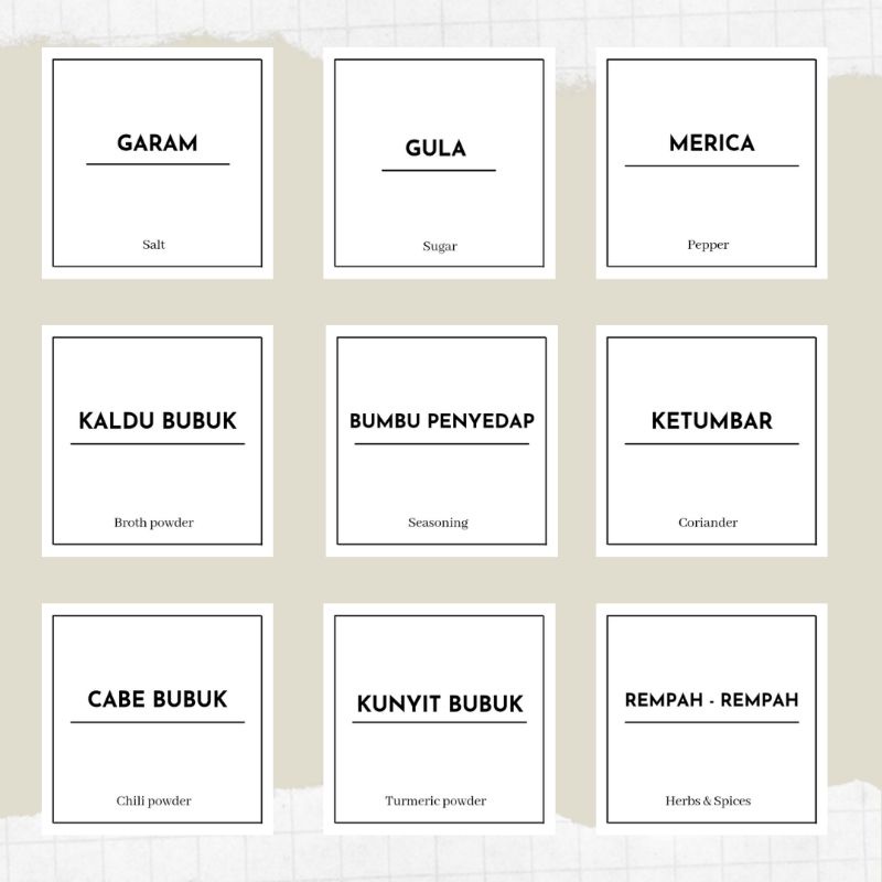 Jual Sticker bumbu dapur / Sticker Label bumbu minimalis *Satuan ...