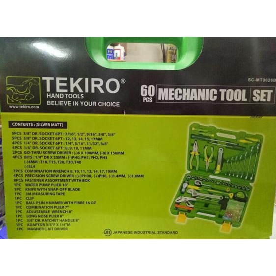 Jual Tekiro Kunci Tool Set / Mechanic Tools 60 Pcs Tekiro (Box Plastik) | Shopee Indonesia