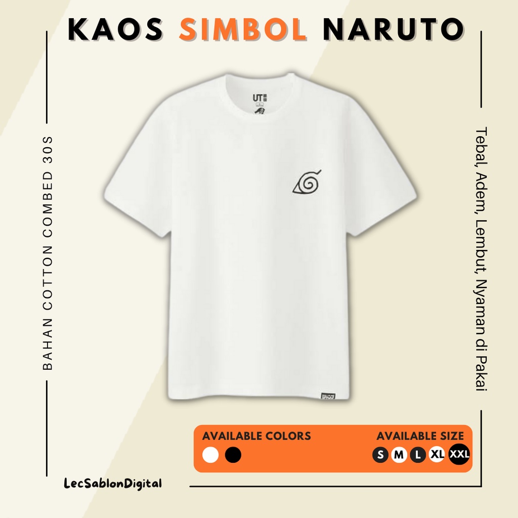 Jual Kaos Anime Naruto ( LAMBANG NARUTO ) Distro Katun Combed 30S ...