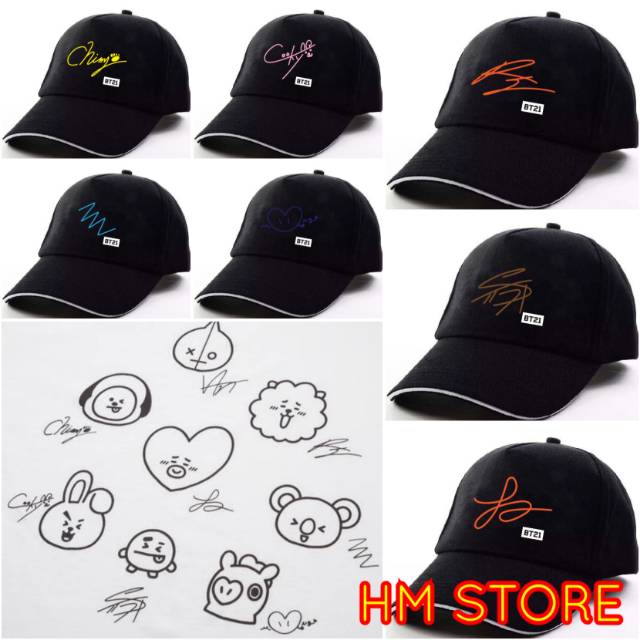 Jual BTS BT21 Baseball Cap Signatures Special Edition Topi Baseball ...
