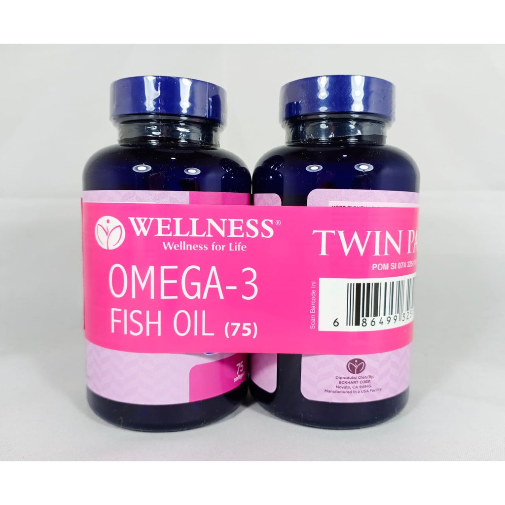 Jual Wellness Omega 3 Fish Oil 1000mg - 75 Softgel (BUY 1 GET 1 FREE ...