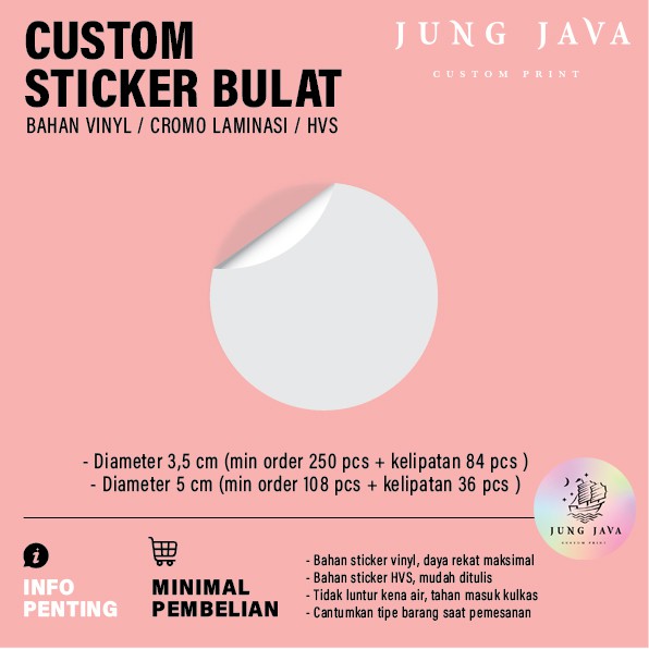 Jual Jung Java Sticker Custom Bulat / Sticker Seal Bulat/ Sticker Tulis ...