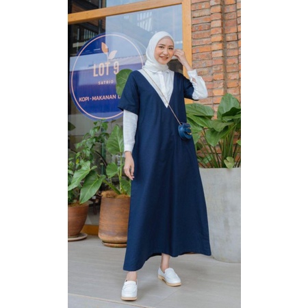 Jual syamila dress Navy | Shopee Indonesia