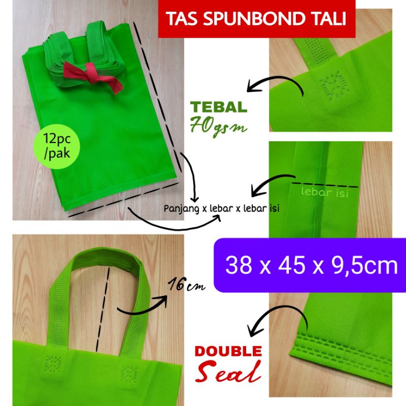 Jual Tas SPUNBOND Tali 38 x 45cm LUSINAN / Tas belanja / tas barang / tas kain | Shopee Indonesia