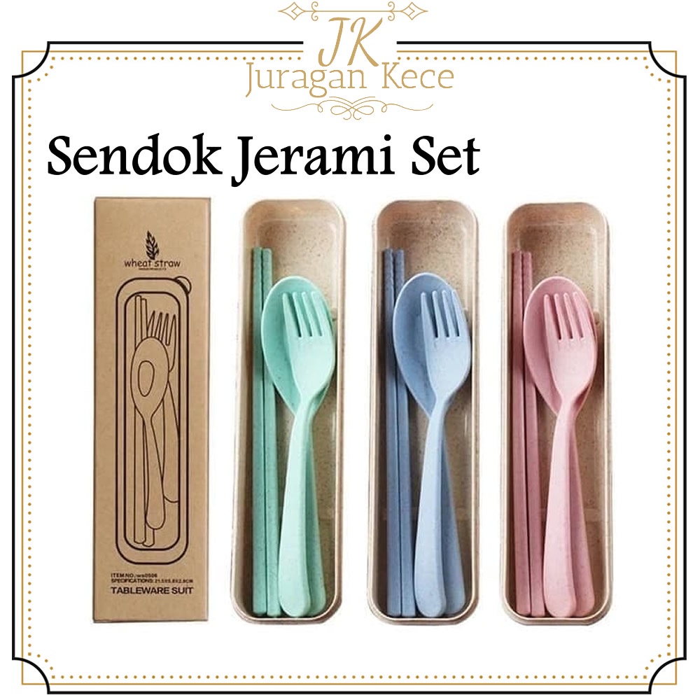 Jual Sendok Garpu Sumpit Set Jerami Wheat Alat Peralatan Makan Gandum ...