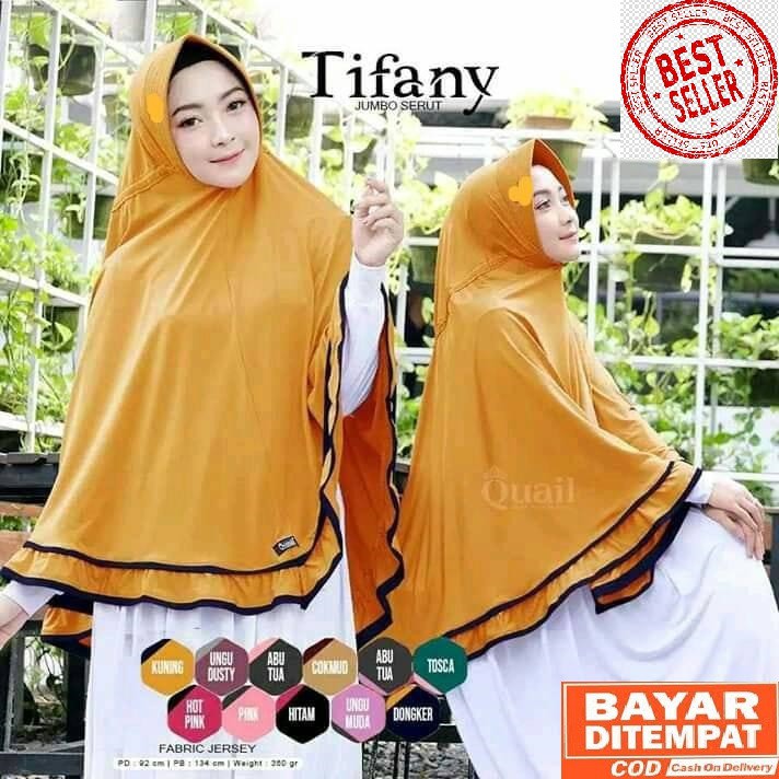 Jual kerudung instan hijab instan bergo khimar pet motif dual list tali serut bahan jersey ...