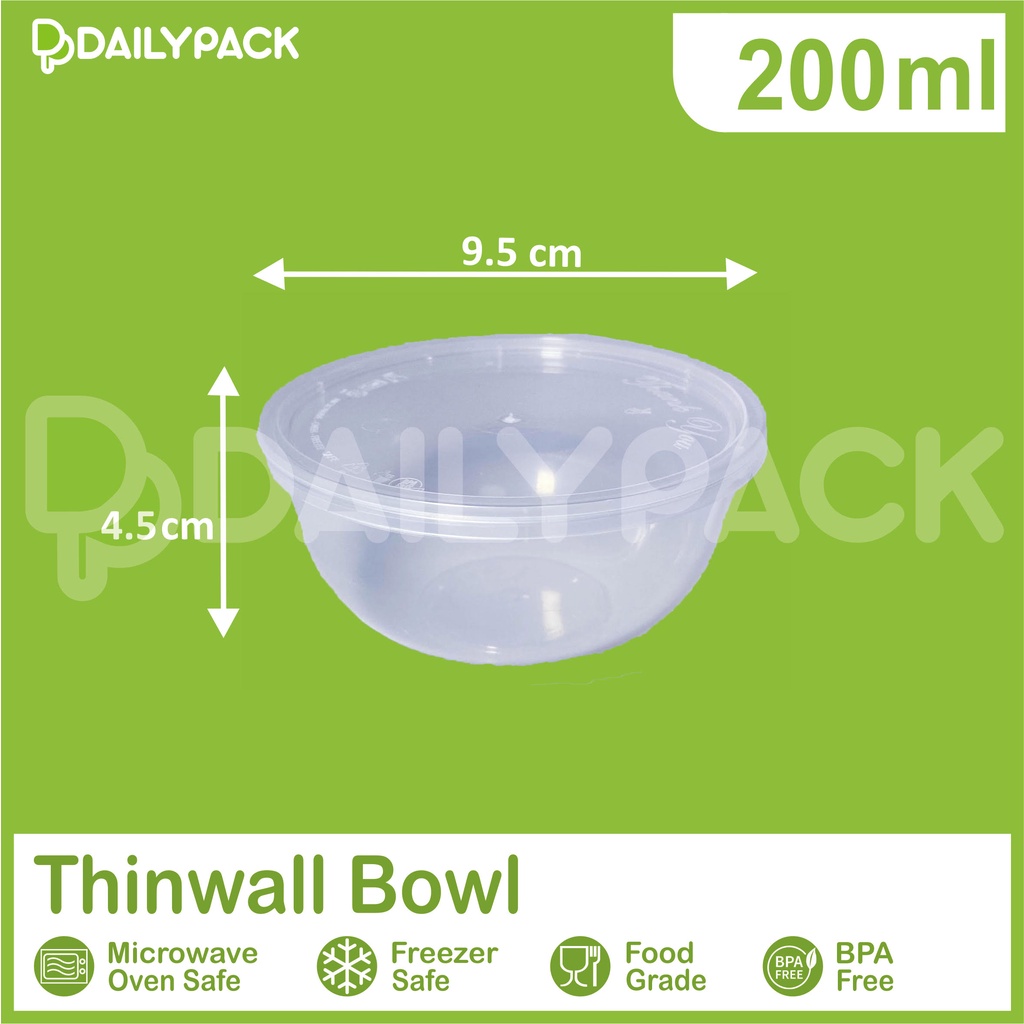 Jual Thinwall BULAT 200 ml + tutup / BOWL / kotak makanan plastik ...