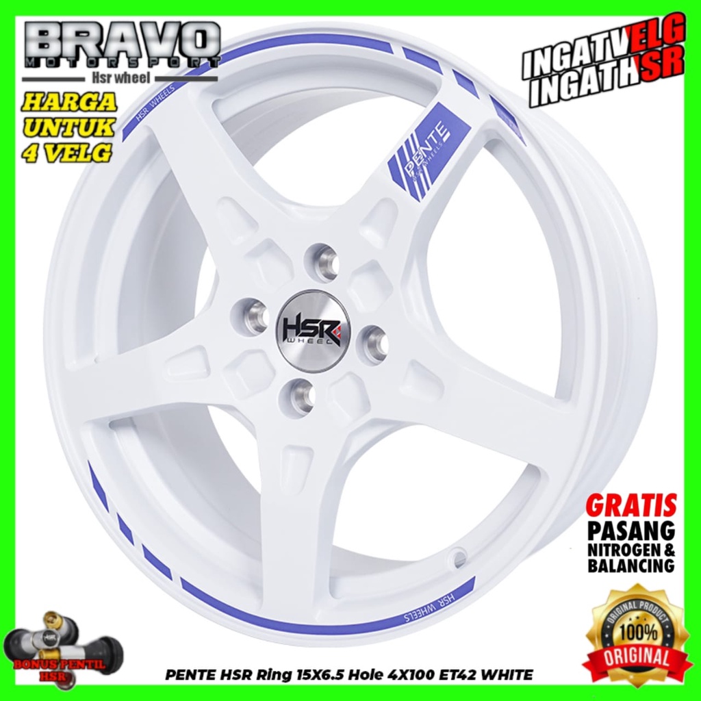Jual VELG MOBIL HSR PENTE RING 15 pcd 4x100 WHITE/ putih tulang for brio agya ayla calya sigra ...