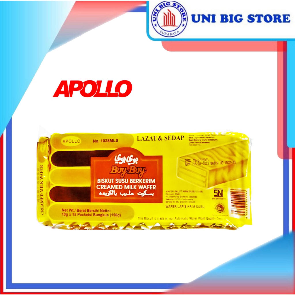 Jual Apollo Boy Boy Wafer Biskuit Lapis Krim Susu 150 gr Milk Biscuit ...