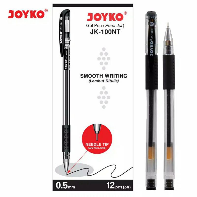 Jual Ballpoint Gel Joyko JK-100NT 0,5 mm - Hitam (Pack isi 12 Pcs) | Shopee Indonesia