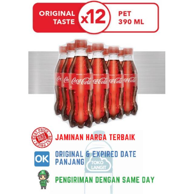 Jual COCA COLA ORIGINAL 390 ML (12 BOTOL/PACK) | Shopee Indonesia