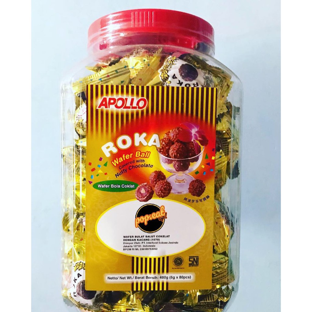 Jual Coklat Roka Apollo Wafer Ball Toples Isi 80 Pcs ( 6g x 80 pcs) | Shopee Indonesia