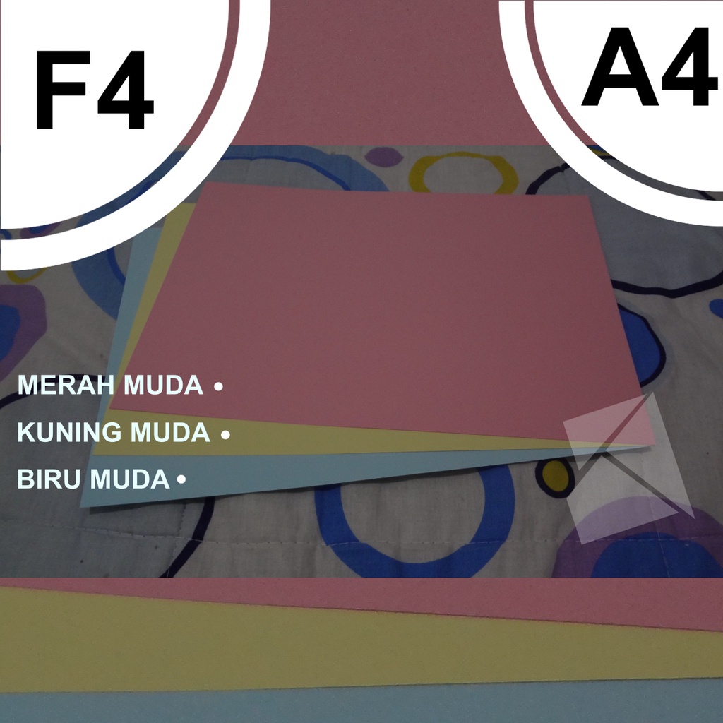 Jual KERTAS BC / MANILA WARNA MUDA F4 dan A4 ECERAN PER LEMBAR | Shopee ...
