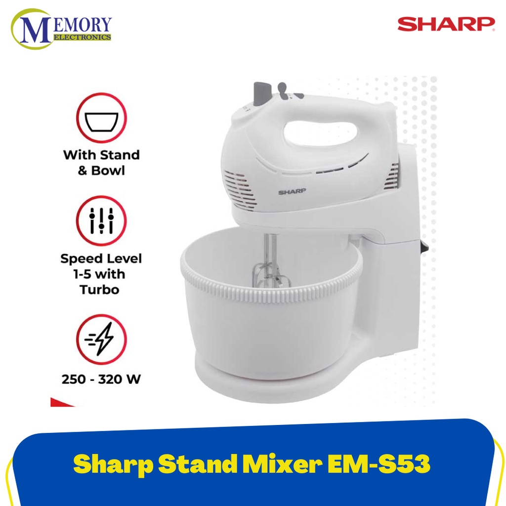 Jual Sharp Stand Mixer EM-S53 Putih Plastik 1,25 Liter | Shopee Indonesia