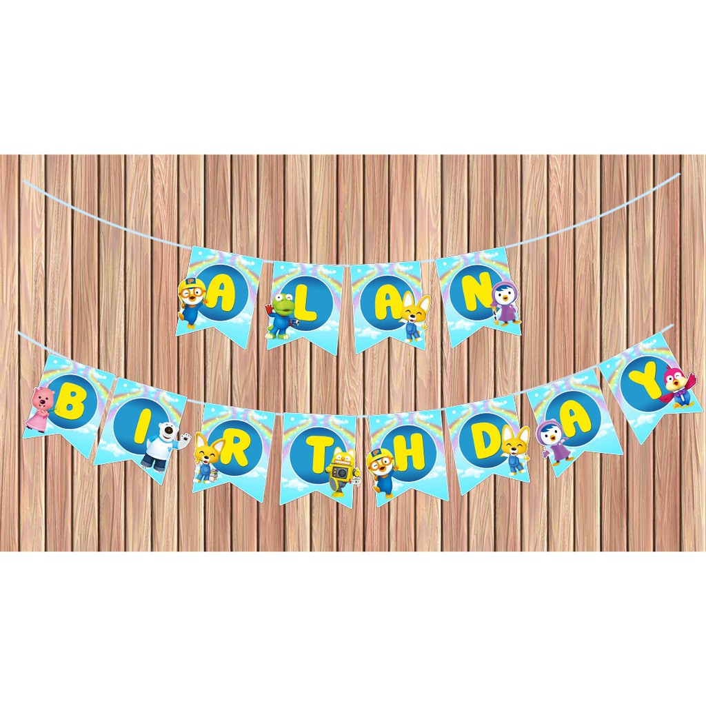 Jual Pororo Flag Bunting Birthday / Bendera Hiasan Dinding Banner Ulang ...