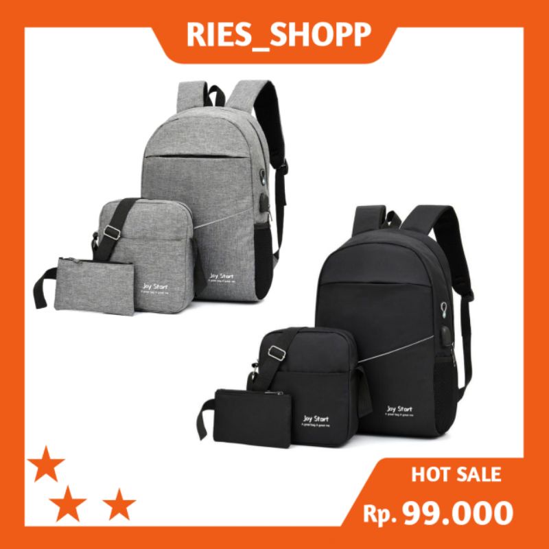 Jual TAS 3 IN 1 ORIGINAL BACKPACK TAS RANSEL SELEMPANG DAN DOMPET JOY STAR | Shopee Indonesia