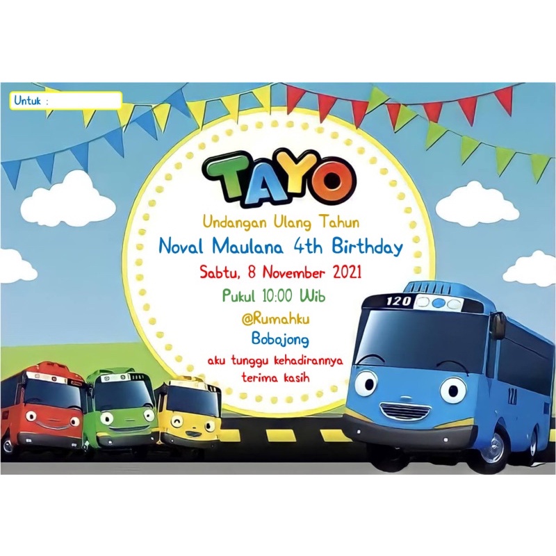 Jual Undangan Ulang Tahun Anak tema Tayo Little Bus (include plastik ...