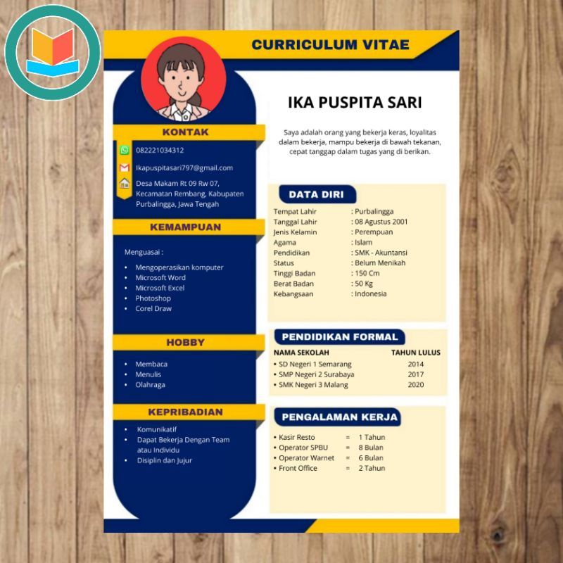 Jual Jasa Desain CV - Jasa Pembuatan Curriculum Vitae - Lamaran Kerja Pdf | Shopee Indonesia