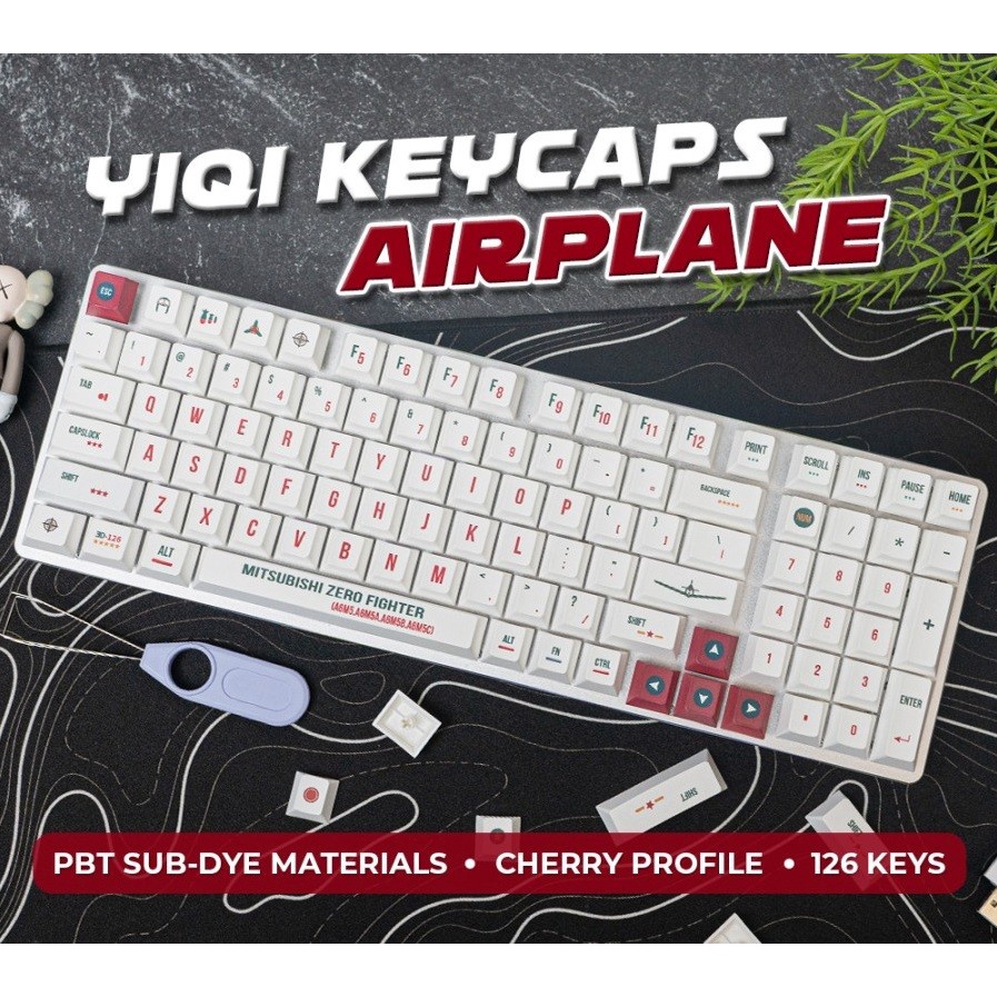 Jual Yiqi Airplane PBT Dye-sub Keycaps 126 set Cherry Profile | Shopee ...
