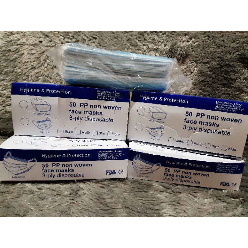 Jual Masker Non Hijab 3ply BIRU (1 Box 50pcs) | Shopee Indonesia
