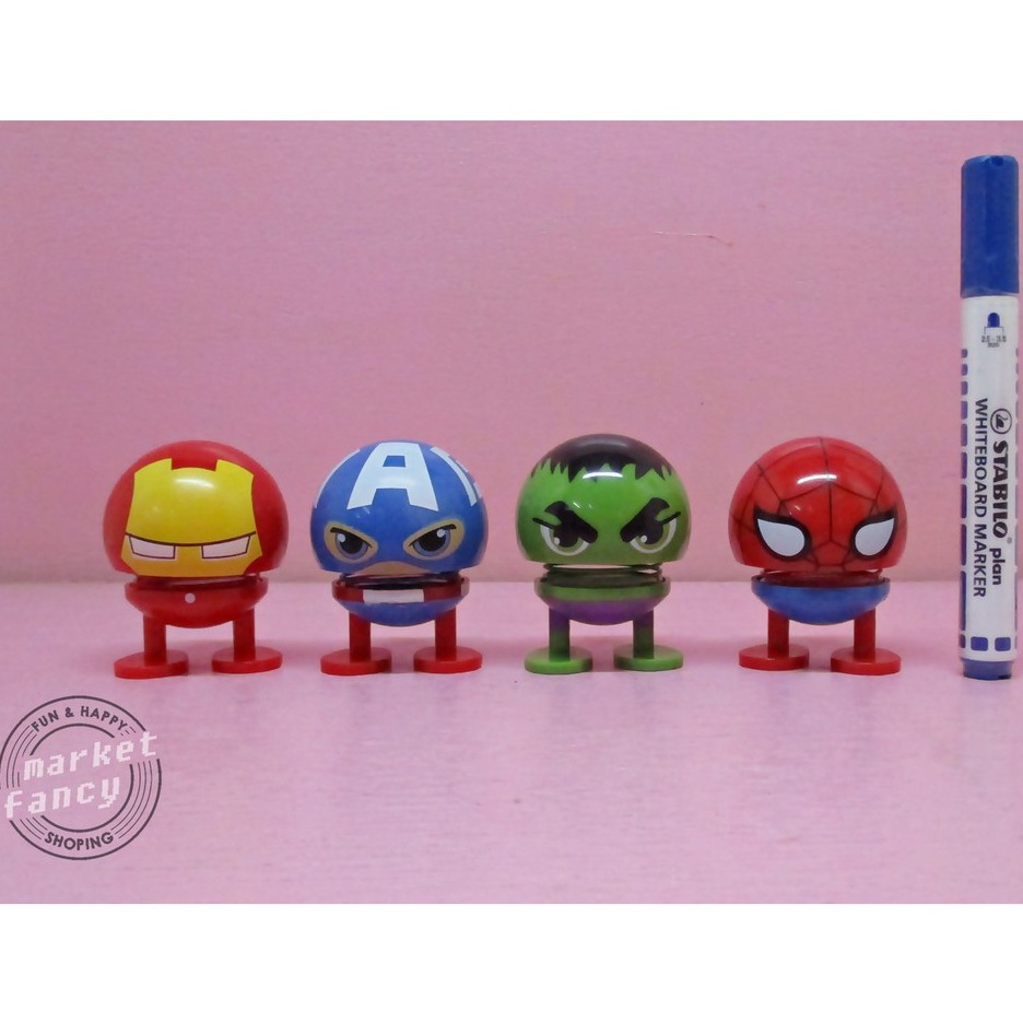Jual Spring Doll Superhero Lucu Kapten Amerika Ironman Hulk Ironman ...